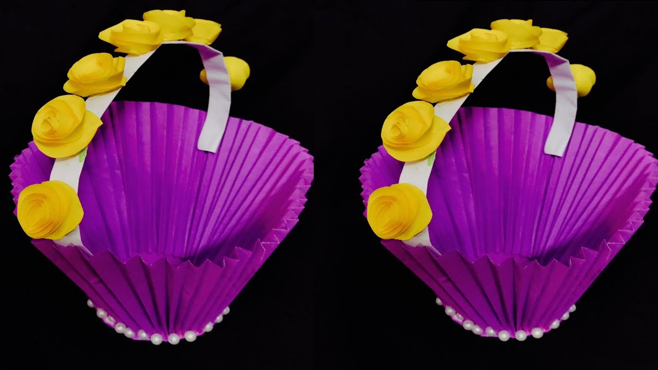 Amazing Flower Basket easy making with paper || diy flower basket ...