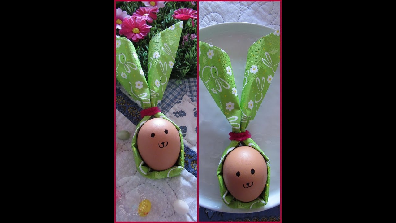 Pliage de serviettes le lapin de Pâques tête - YouTube