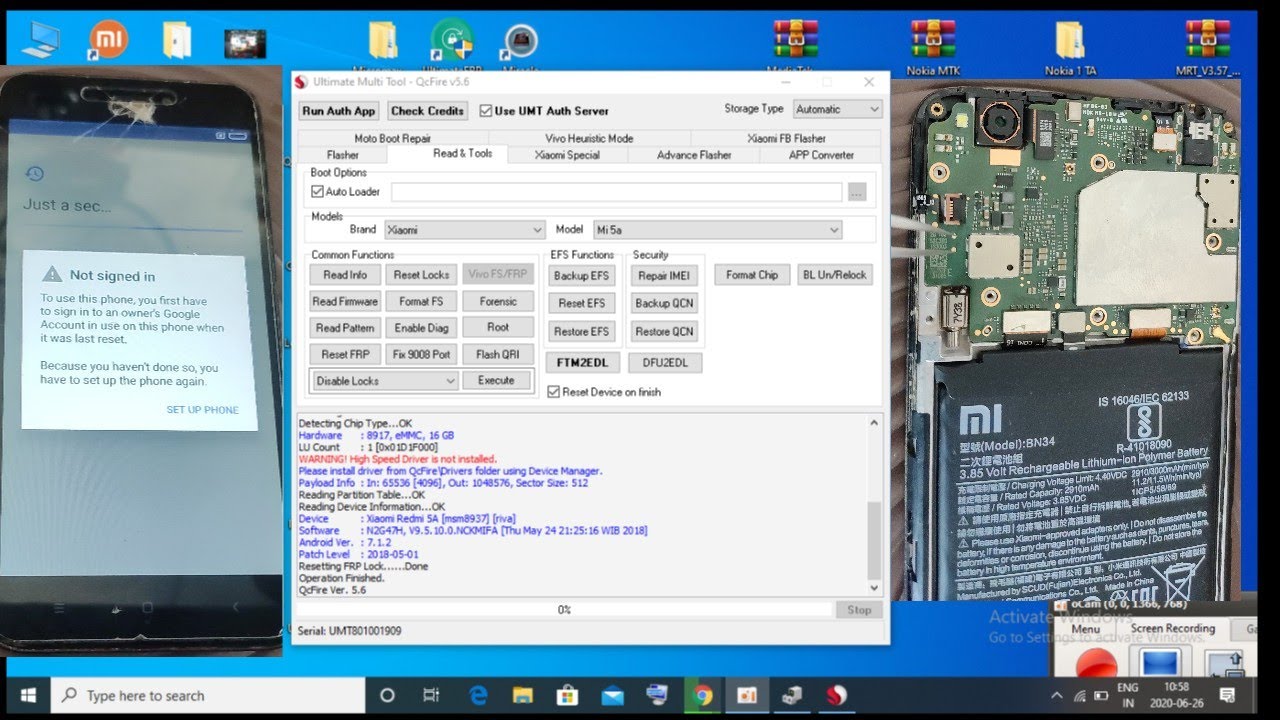 Redmi 5A (MCG3B) google account Frp Remove UMT Pro Dongle 100% Done |Mi ...
