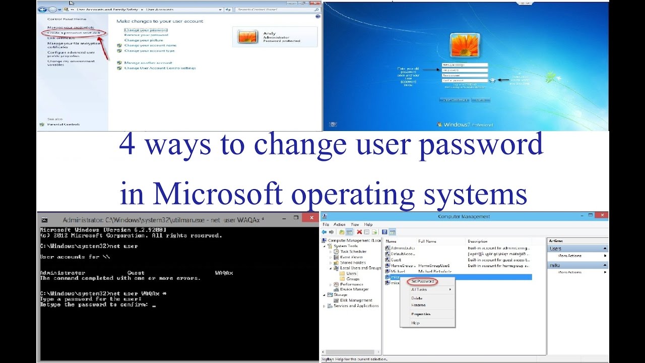 4 ways to change user password in Microsoft operating systems - YouTube