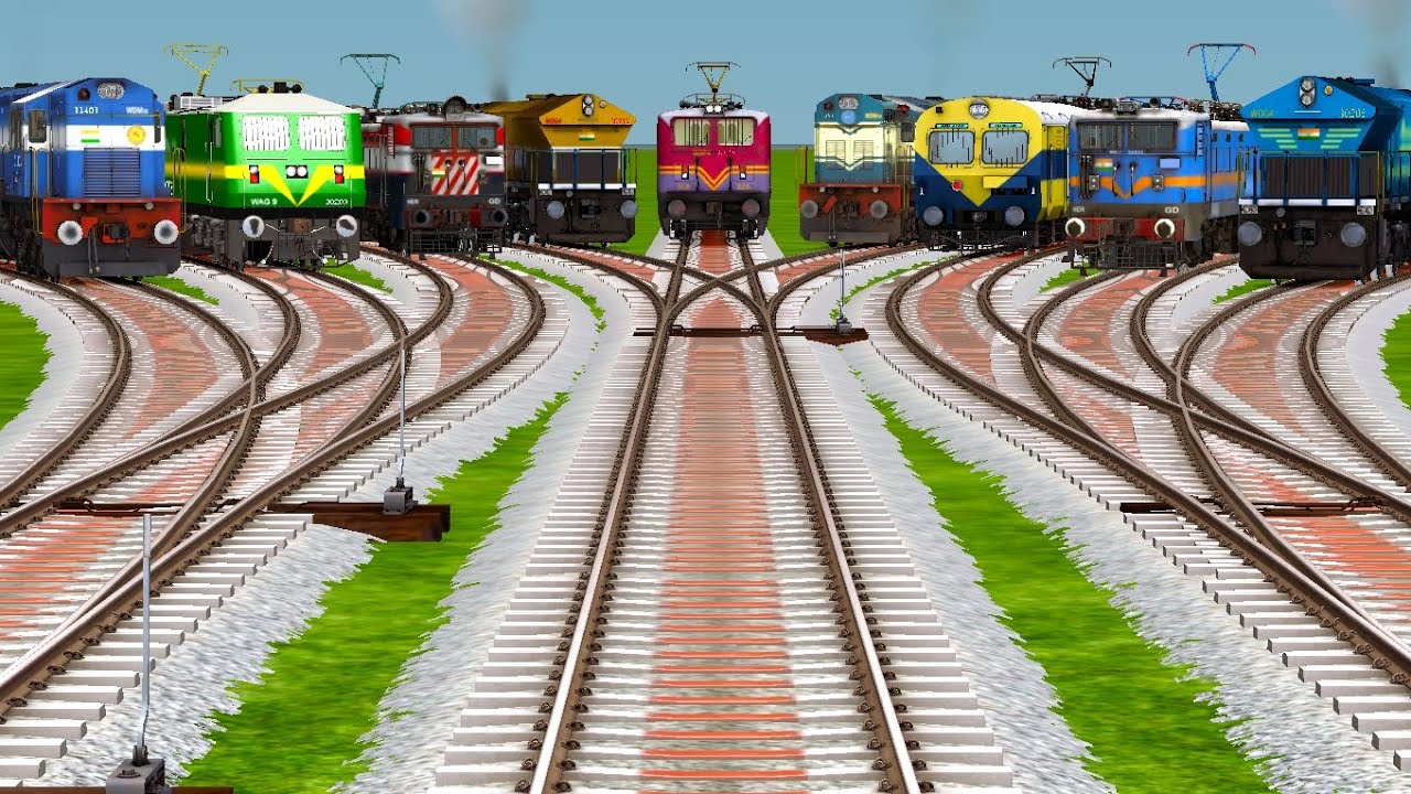 Nine Passenger Trains Back To Back⚕️Crossing On Diamond Railroad ...