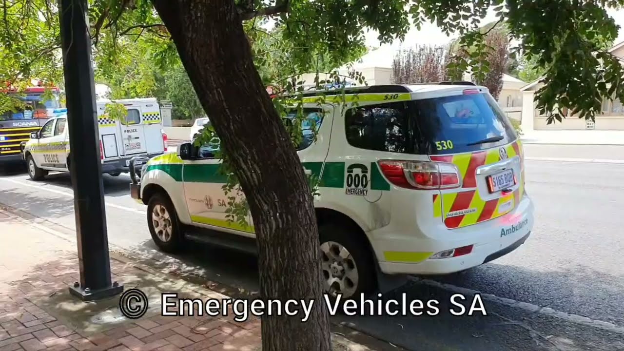 SA Metropolitan Fire Service, SA Police, & SA Ambulance vehicles at ...