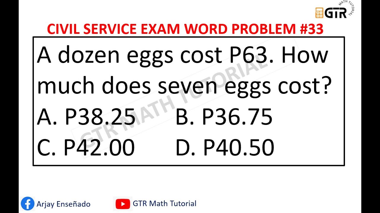 CIVIL SERVICE EXAM WORD PROBLEM #33 - YouTube