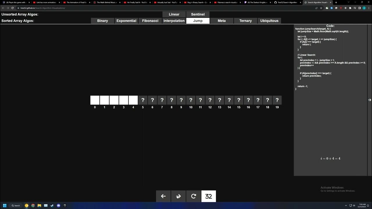 Jump Search Visualization - YouTube