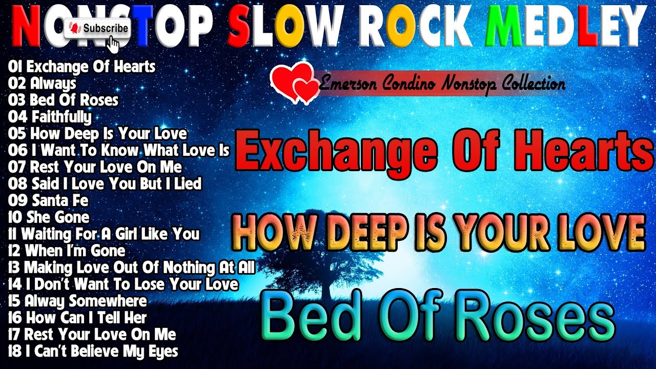 BEST NONSTOP SLOW ROCK MEDLEY 70S 80S 90S 🔥 EXCHANGE OF HEARTS,HOW DEEP ...