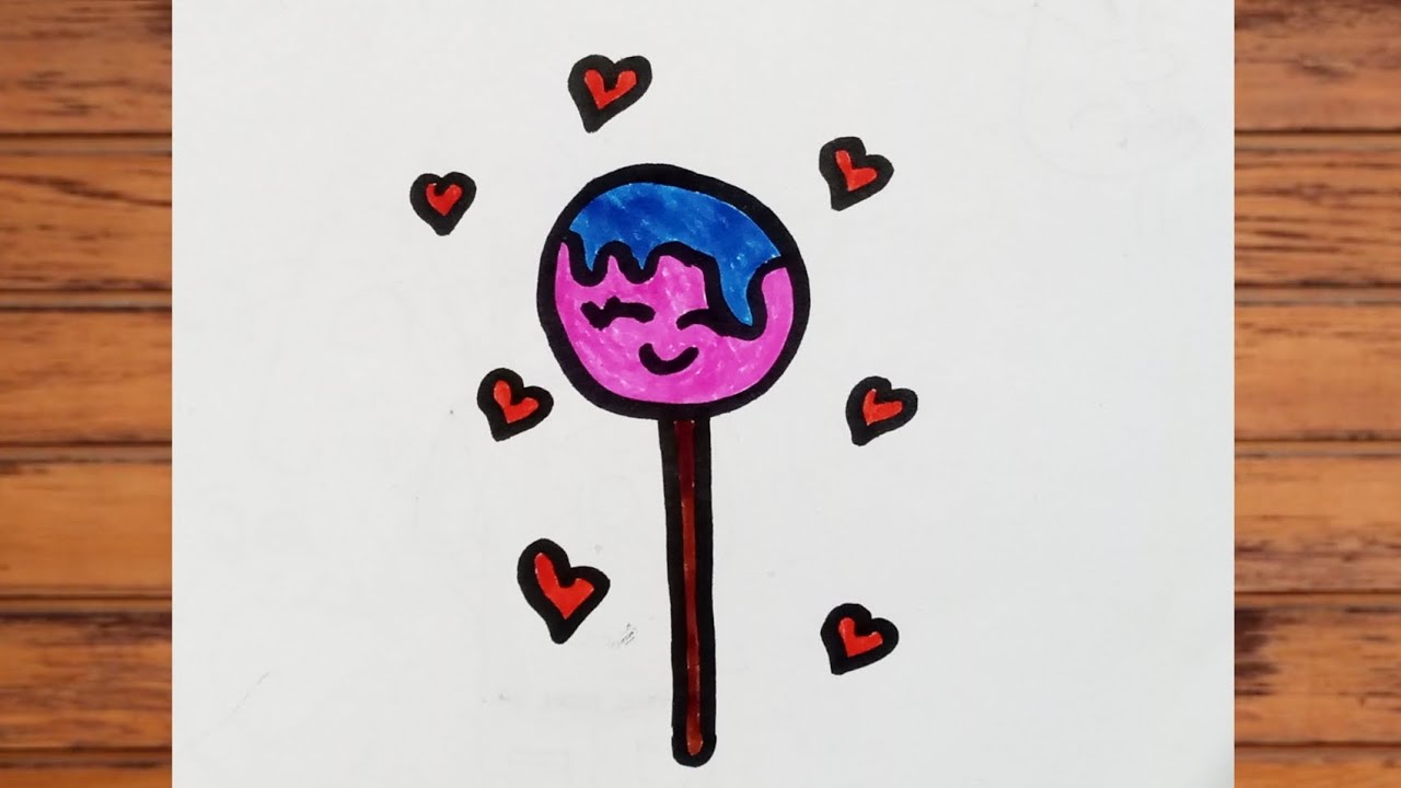 How to Draw a cute Easy Lollipop for kids Step by step - YouTube