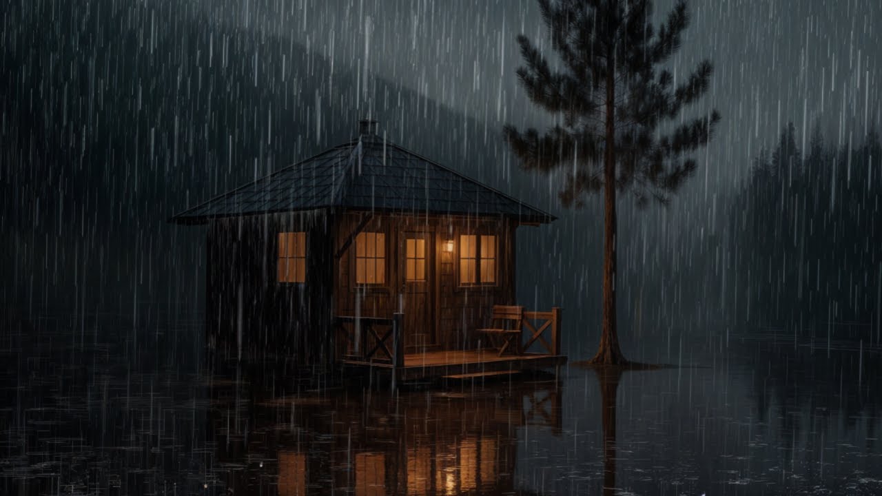 Fall Asleep Instantly with Rain & Thunder on a Cozy Cabin Roof in the ...