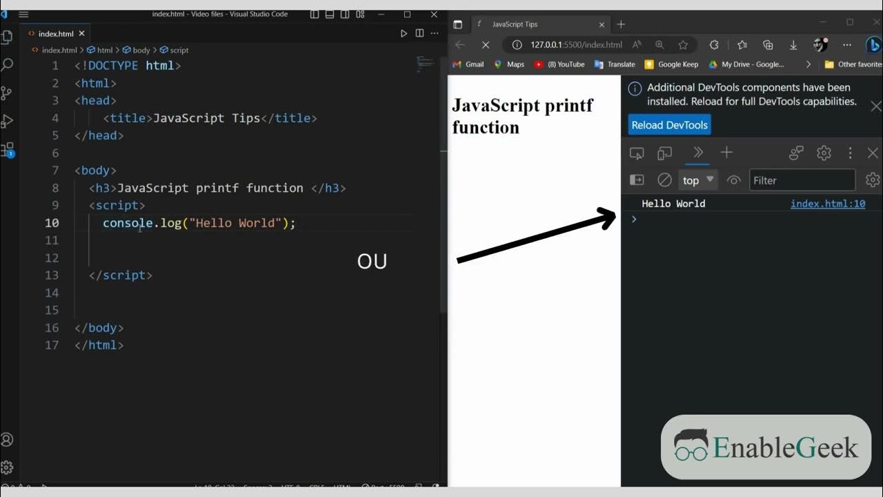 Javascript Printf Print In Console Javascript Tutorial Youtube