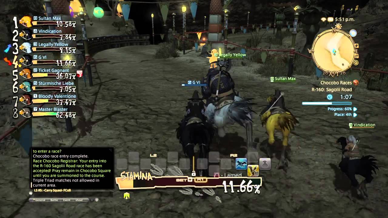 FFXIV chocobo racing meteor madness - YouTube