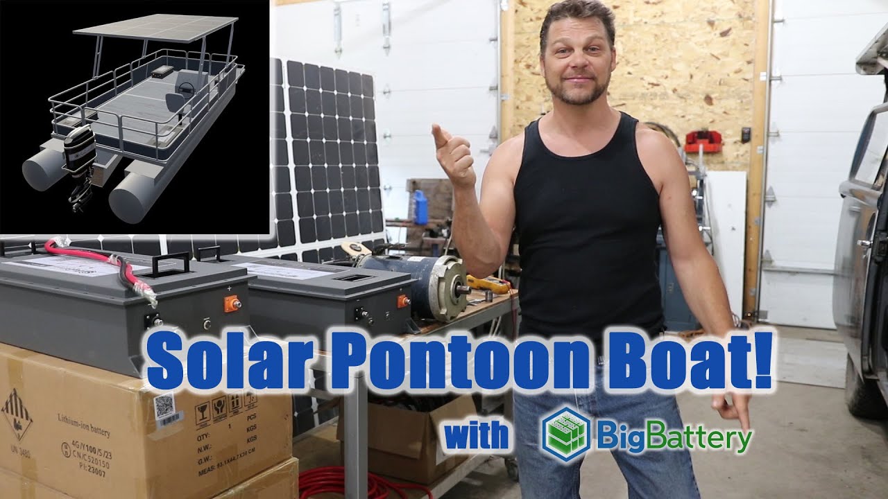 Solar Electric Pontoon Boat with Big Battery Raptor2 Batteries! - YouTube