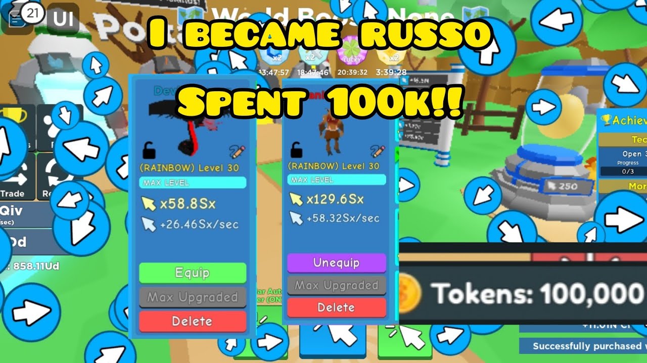 I became russo 😱 in clicker simulator | test server | (Roblox) - YouTube