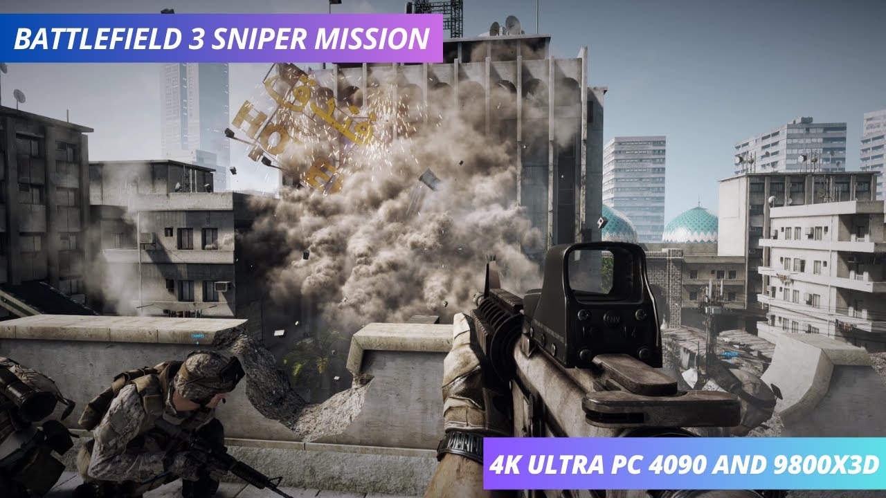 Battlefield 3 sniper mission in 4k Ultra on 4090 and 9800X3D - YouTube