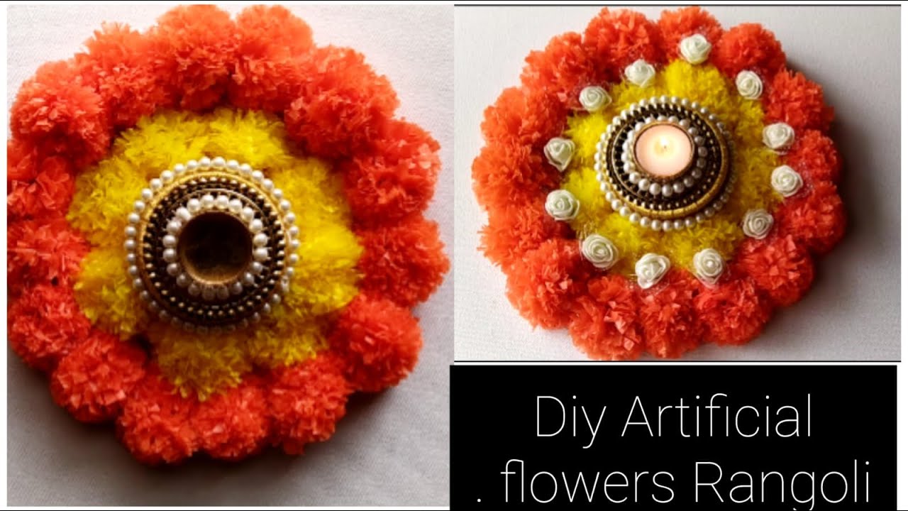 Diy Artificial Flowers Rangoli/ Diy Rangoli Mat/How to Make Reusable ...