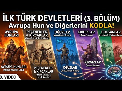 8- İlk Türk Devletleri (3. Bölüm): Avrupa Hun, Oğuzlar ve Diğerlerini  GÖRSEL HAFIZAYLA KODLA! 🧠