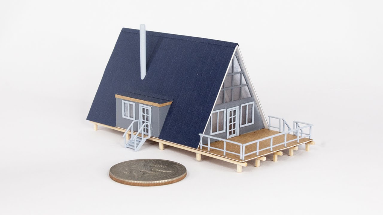 Miniature A Frame House / N Scale Detailed House - YouTube
