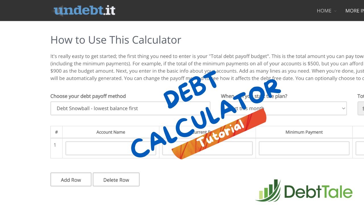Undebt.it Calculator Tutorial - YouTube