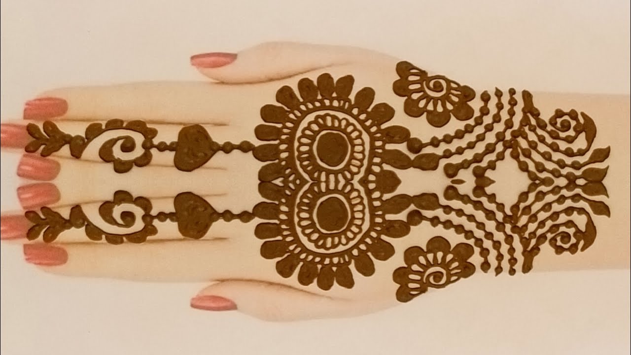 so wow lovely creative mehandi design # 🤗🥀🤩👌 # back hand # long mehandi ...