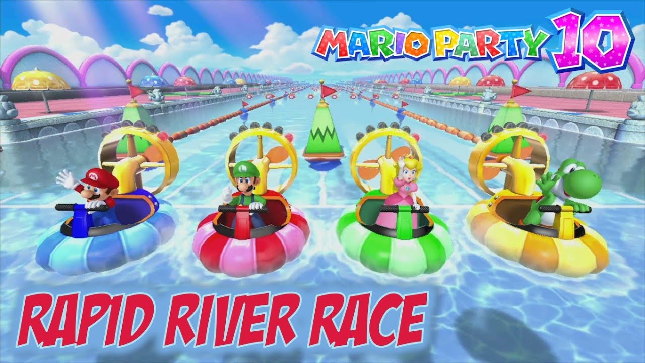 Mario Party 10: Rapid River Race Minigame (4 Players) - YouTube