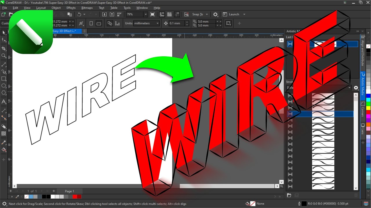 Super Easy 3D Effect in CorelDRAW (No 3D Software Needed) - YouTube