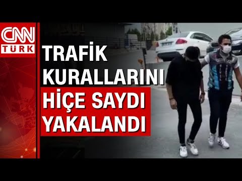 Makas atıp kırmızı ışıkta geçen trafik magandası yakalandı