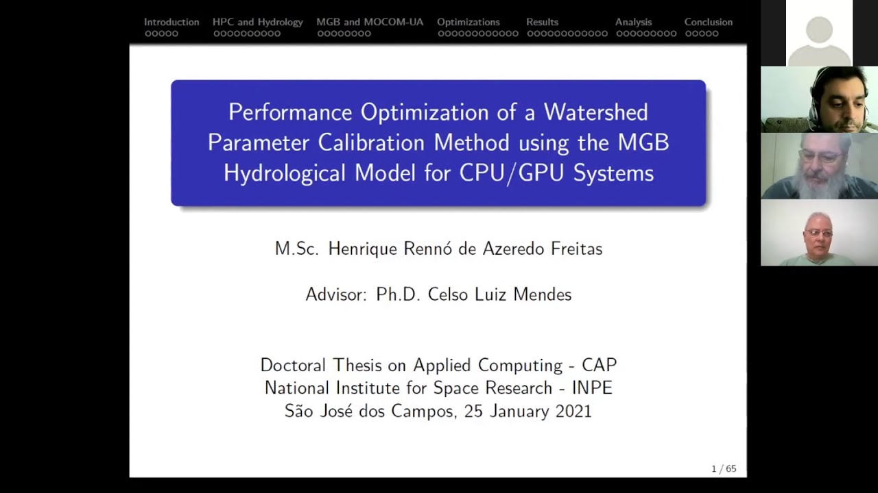 Defesa de Doutorado de Henrique Freitas: Optimization of the MGB model ...