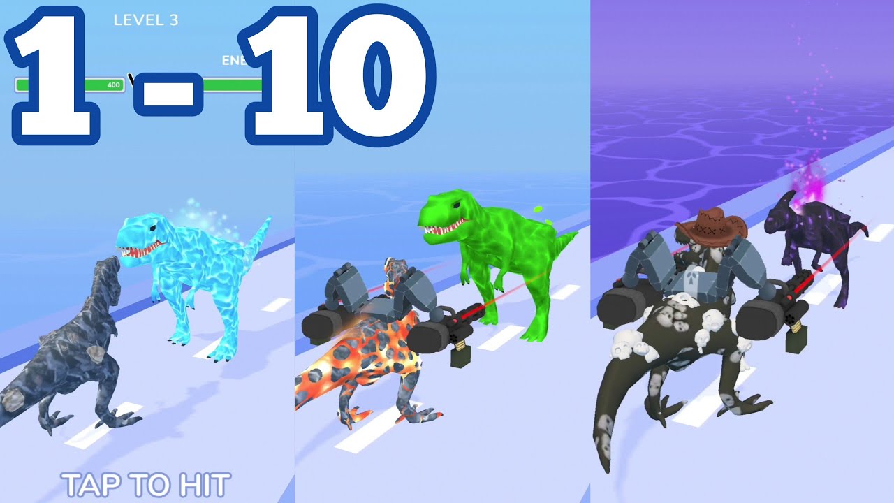 Dino Evolution Run 3d | Level 1 - 10 | Dinosaur Evolution Run Gameplay ...