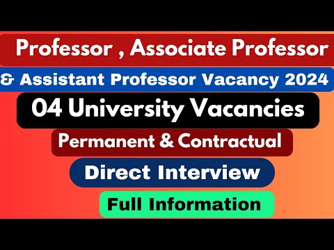 Assistant Professor Vacancy 2024 | 04 University Vacancies | Associate ...