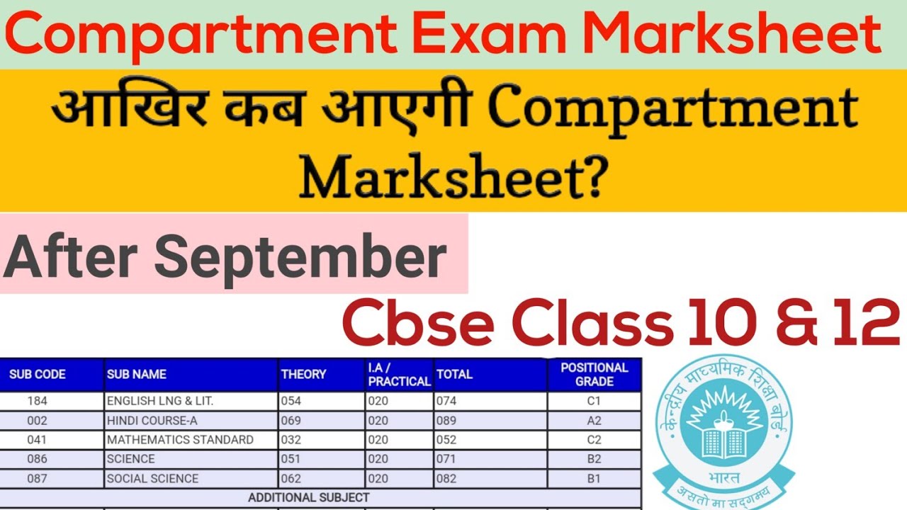आखिर कब आएगी Compartment Marksheet Cbse Class 10&12 2023 - YouTube