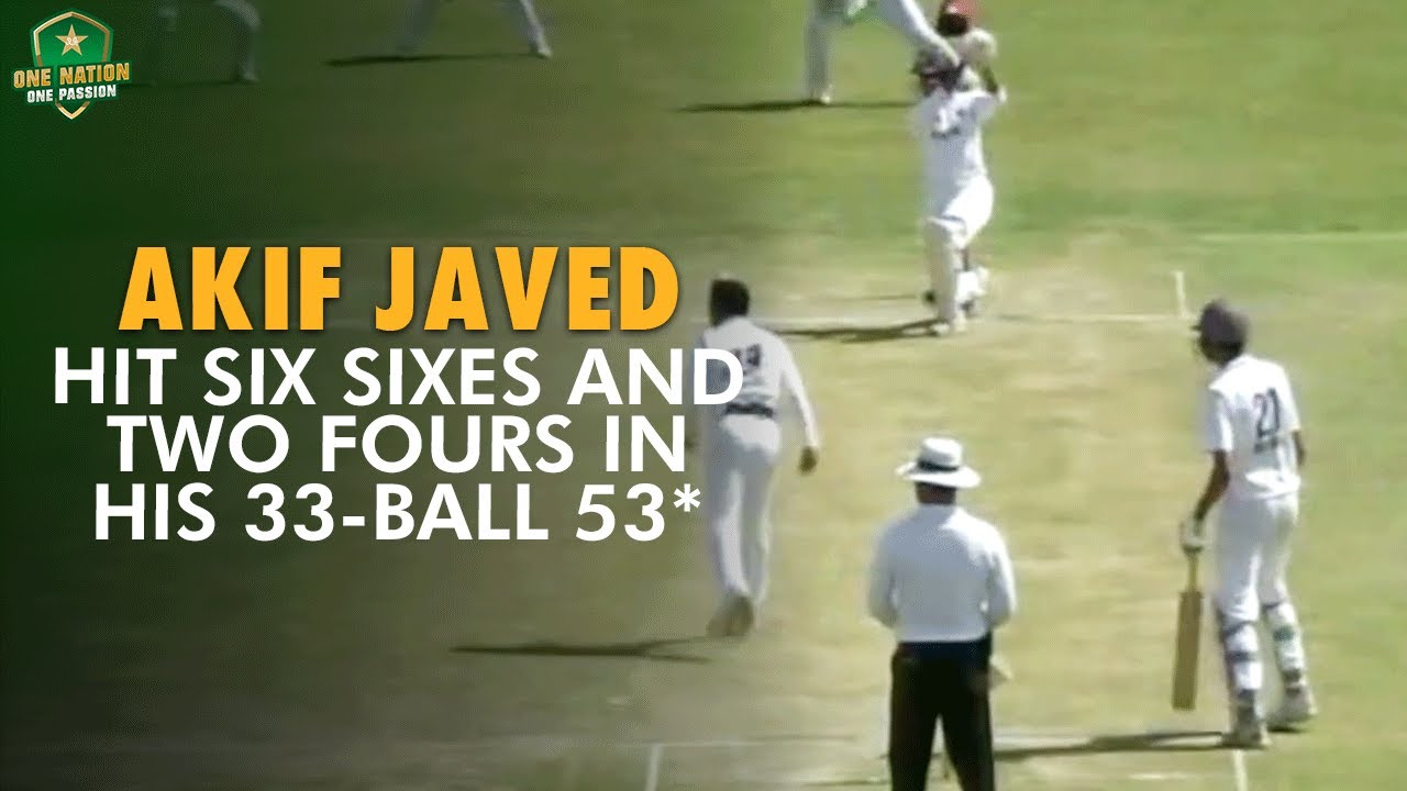 Akif Javed hit six sixes and two fours in his 33-ball 53* | #FATAvMUL ...