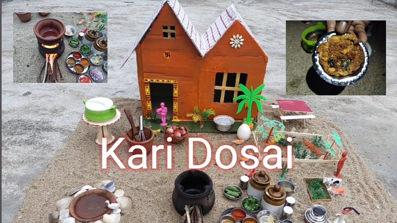 mini kari dosai| mini cooking| miniature cooking in tamil - YouTube