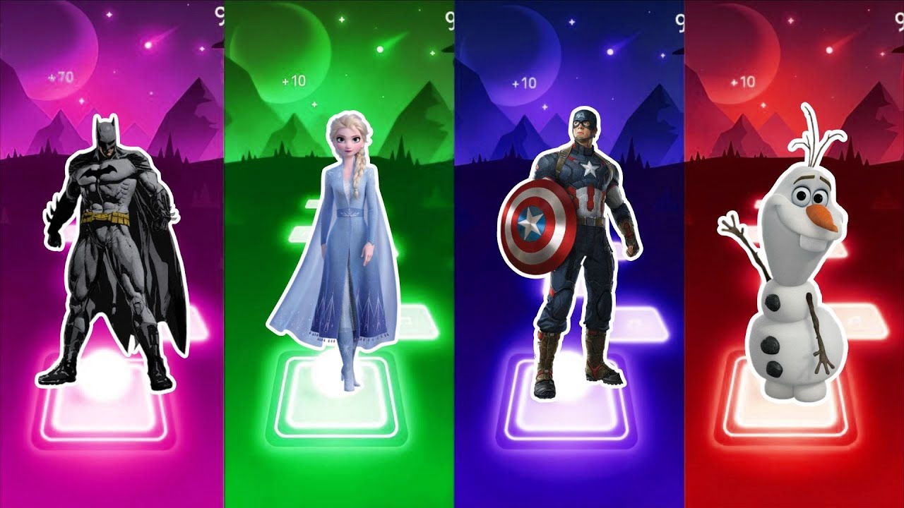 “Frozen Justice ️ Batman x Elsa x Captain x Olaf Tiles Hop Battle”# ...