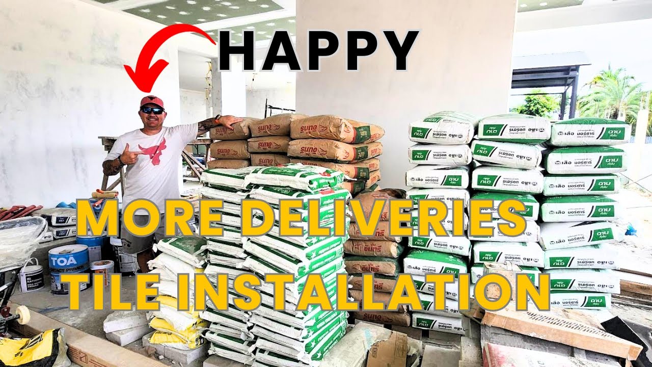 HUGE DELIVERY and a timelapse video of the TILE installation upstairs.# ...