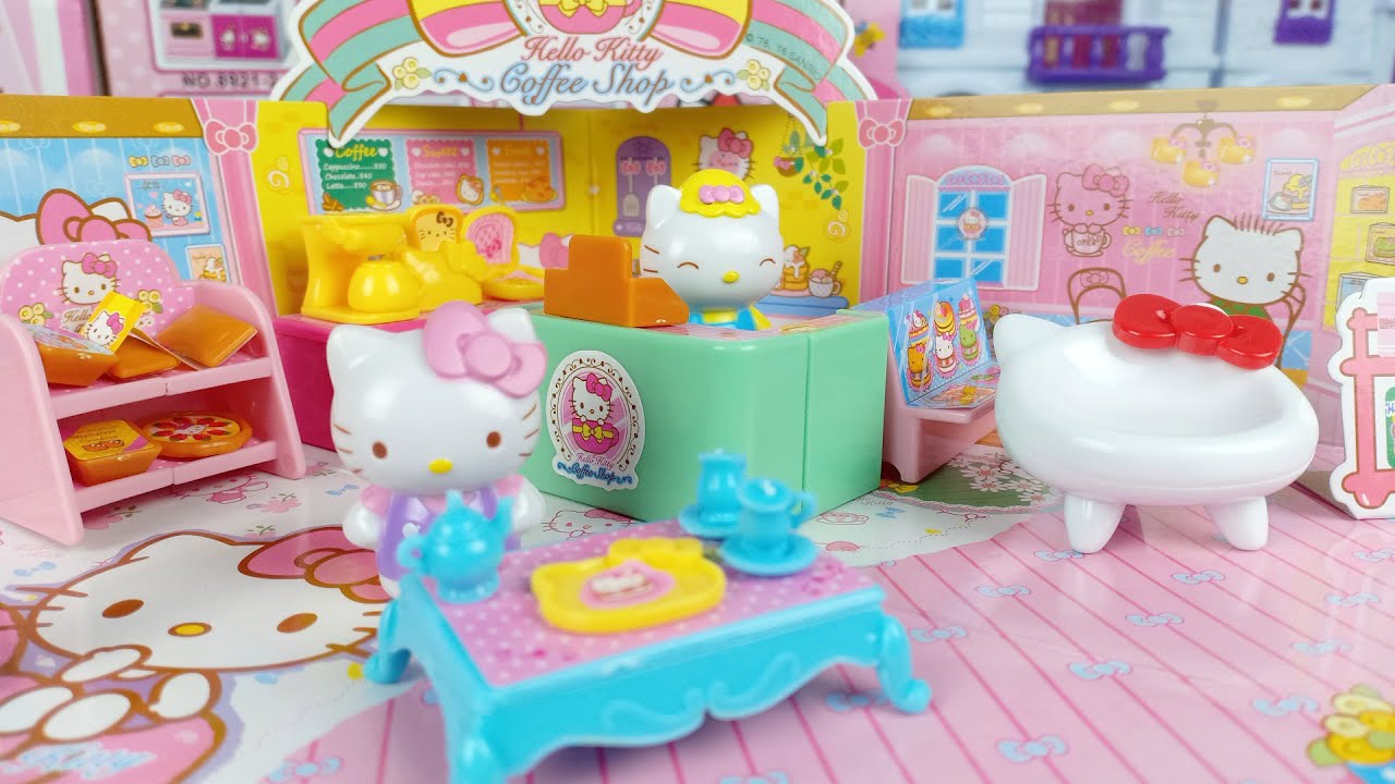 8 Minutes Satisfying with Unboxing Cute Hello Kitty Coffee Shop Playset ...