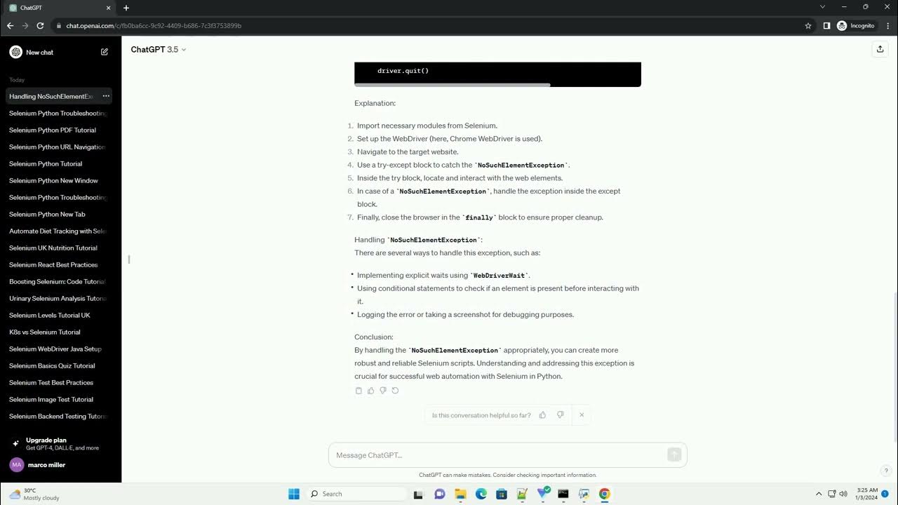 selenium python nosuchelementexception - YouTube