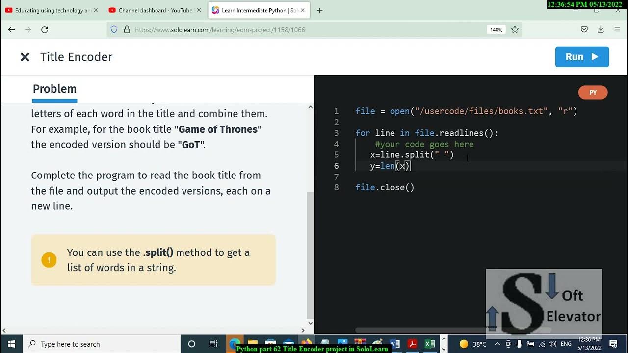 Python part 62 Title Encoder project in SoloLearn - YouTube