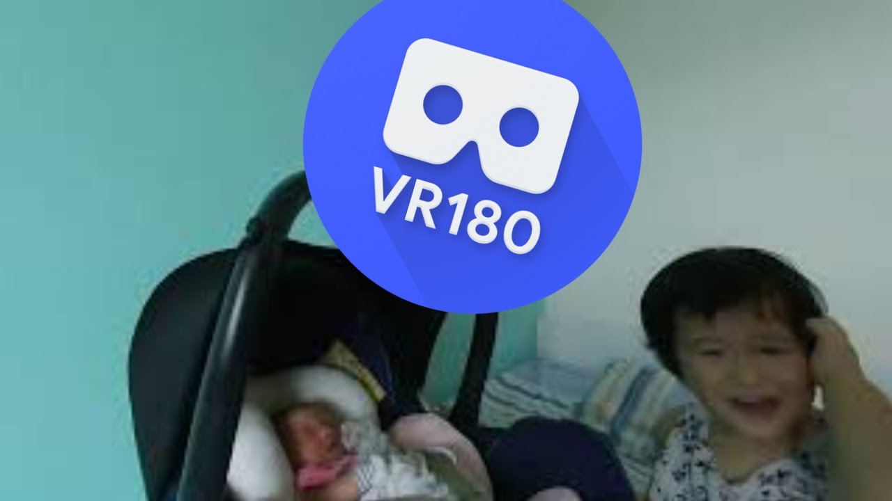 [VR180 VR 3D] Toddler Riley very 1st encounter with Baby Haley # ...