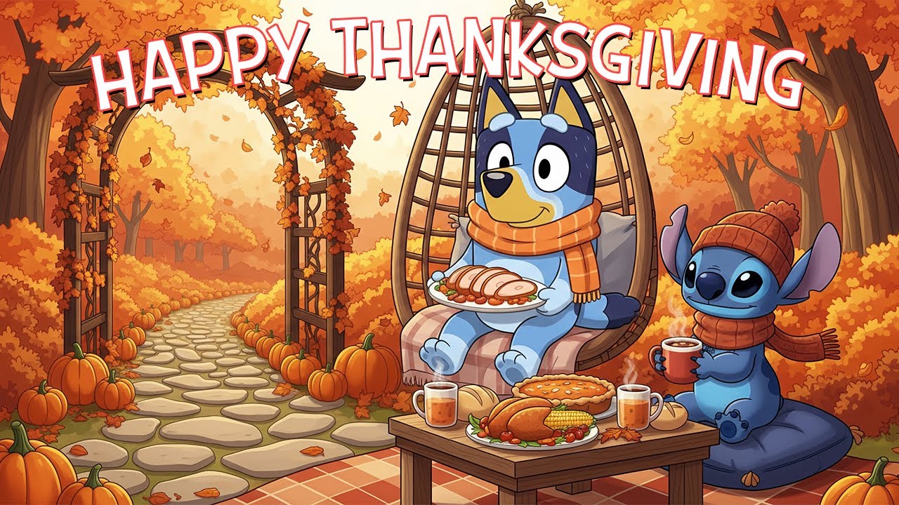 Stitch & Bluey Autumn Garden Thanksgiving 🍂 Calm Lofi Vibes Chill Study ...