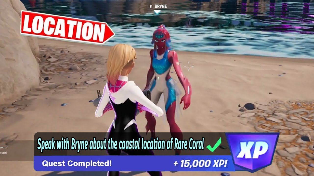 Speak with Bryne about the coastal location of Rare Coral | Fortnite Triggerfish Quest - YouTube