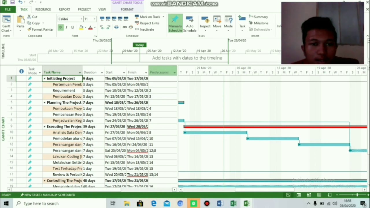 Demonstrasi pembuatan jadwal menggunakan Ms.project - YouTube