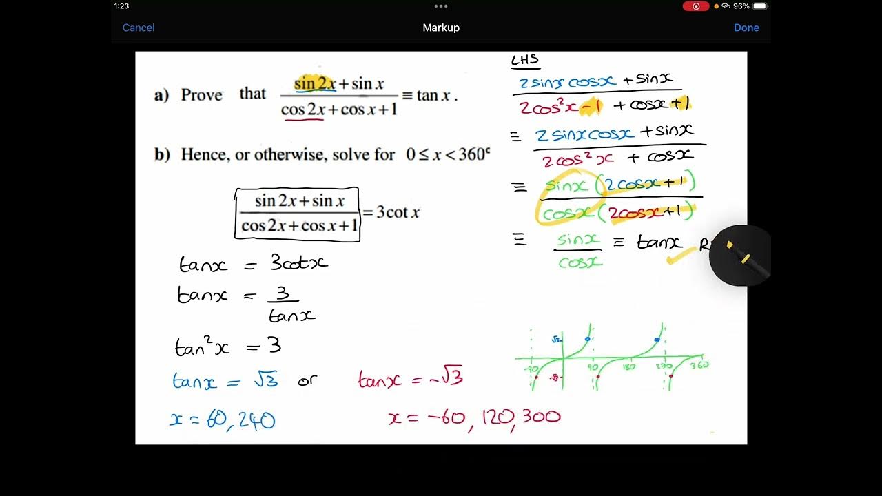 Advanced trig identities and equations HW Q8 - YouTube
