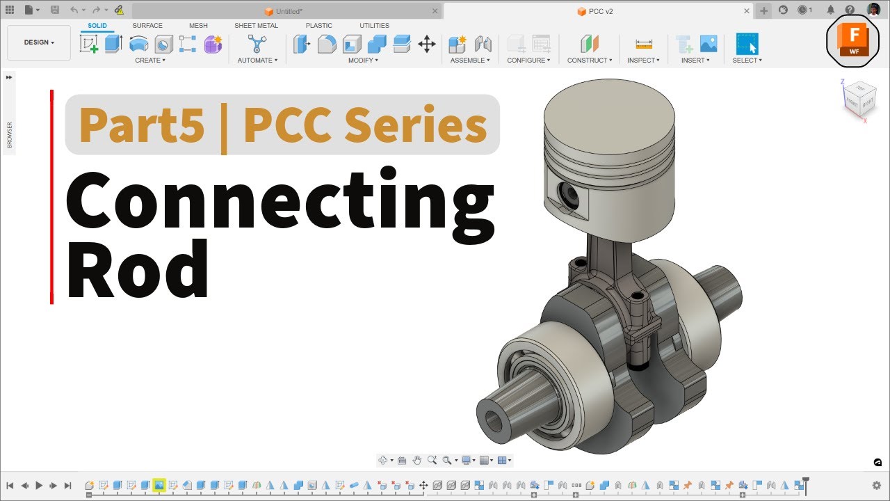 CONNECTING ROD 3D MODELING || PART-5 OF PCC ASSY #fusion360tutorial # ...