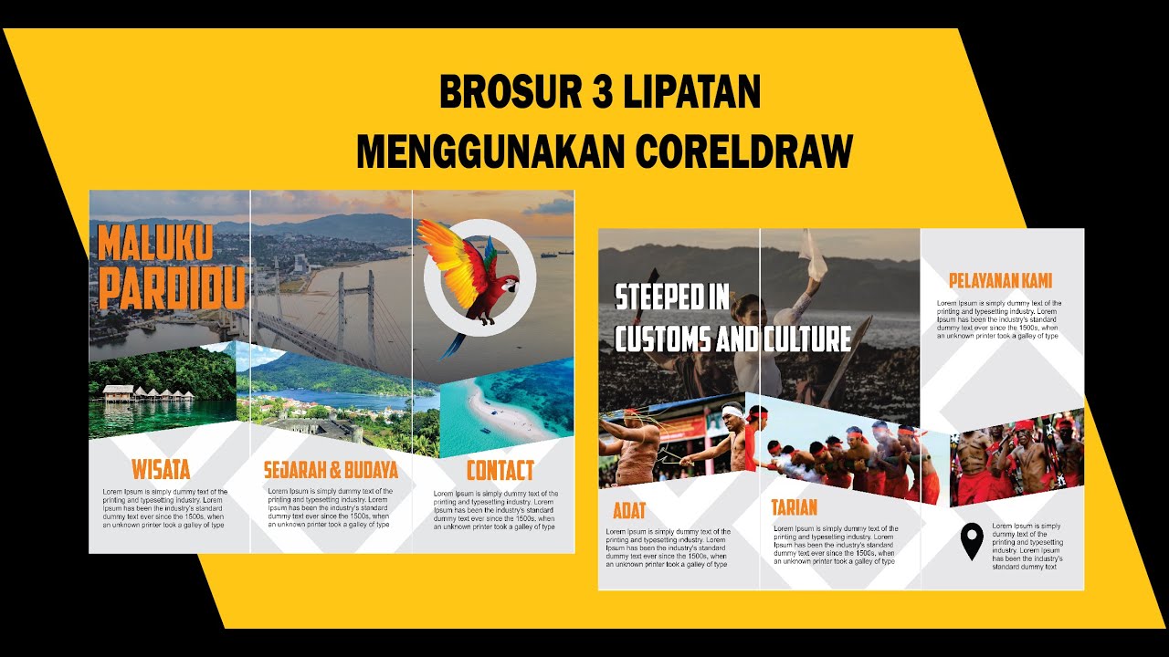 membuat brosur 3 lipatan menggunakan coreldraw - YouTube