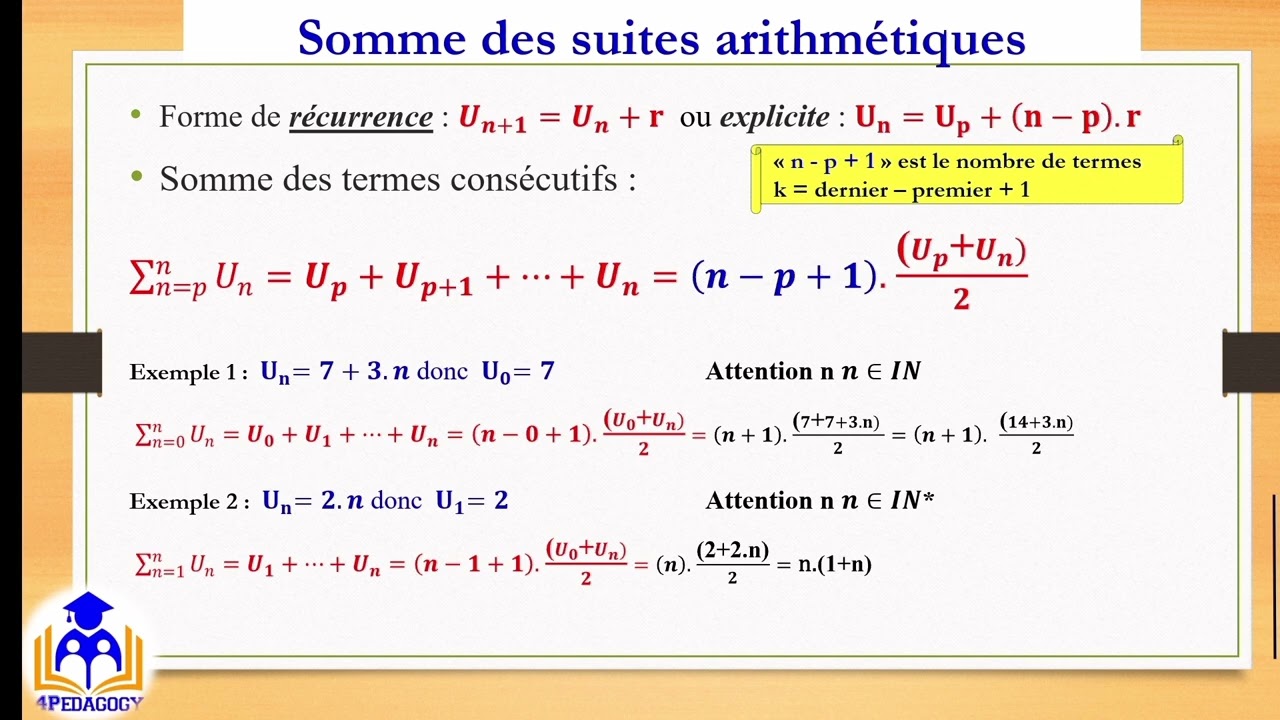 Somme D une Suite Arithm tique Expression De La Somme Et Calculs Avec Somme D une Suite Arithm tique Expression De La Somme Et Calculs Avec