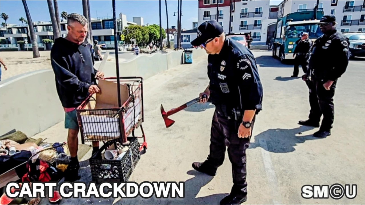 𝗖𝗔𝗥𝗧 𝗖𝗥𝗔𝗖𝗞𝗗𝗢𝗪𝗡: LAPD Confiscates Several Shopping Carts During Venice ...