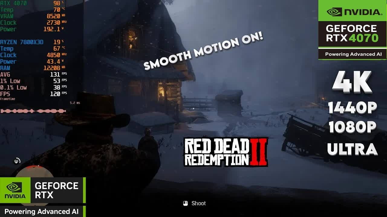 Red Dead Redemption 2 - RTX 4070 - SMOOTH MOTION ON! - 4K, 1440p, 1080p ...