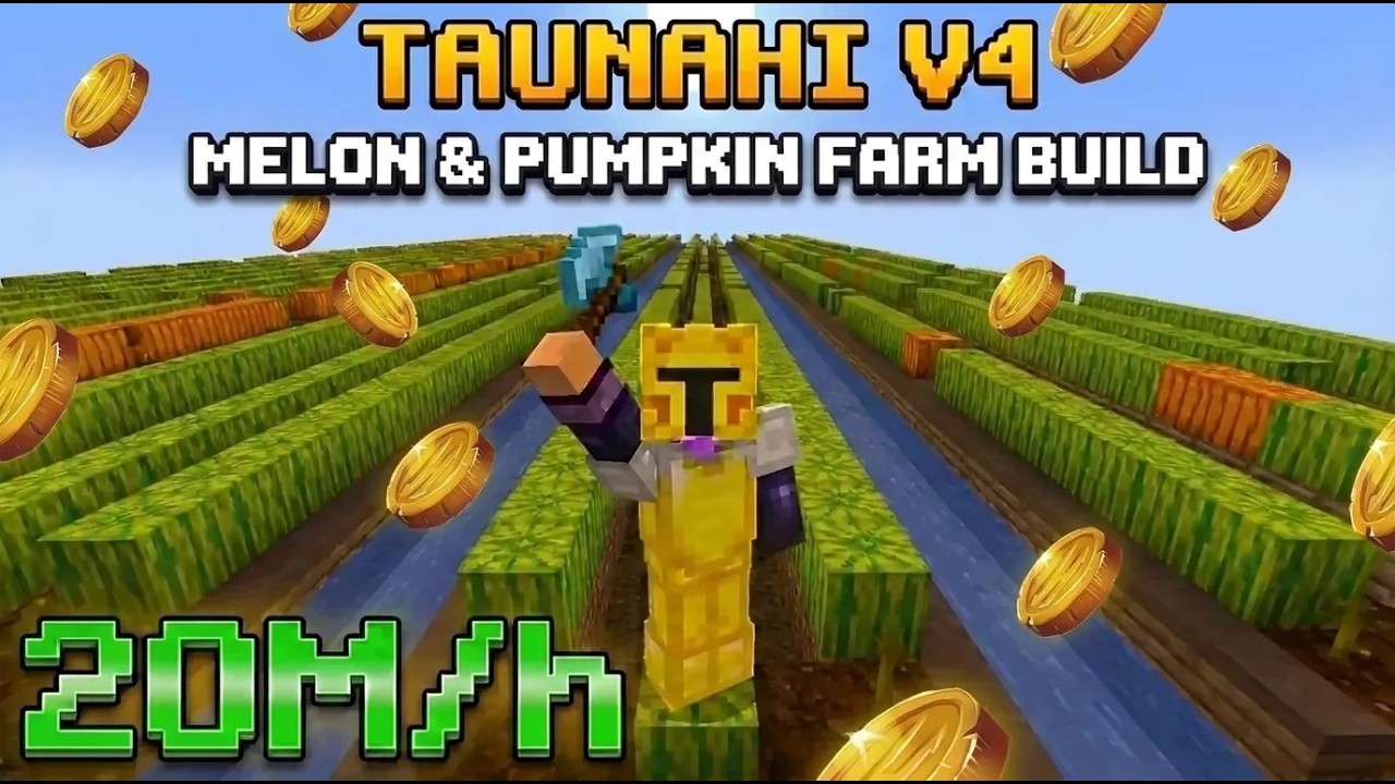 How To Build A Melon & Pumpkin Farm In 10 Minutes | Taunahi V4 FREE ...