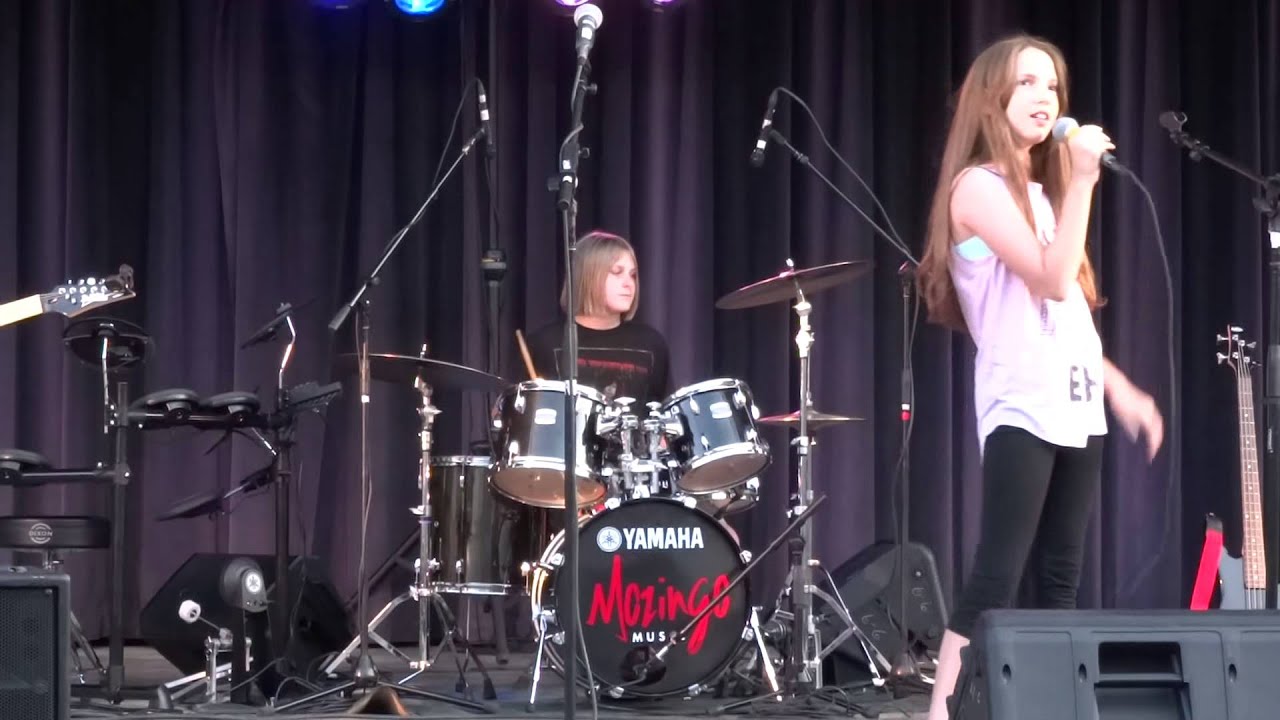 Spencer Crow playing drums, Six Flags concert, July 18, 2014 - YouTube