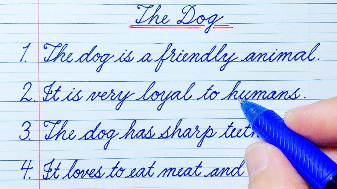 Cursive Writing | 10 Lines Essay on The Dog | Cursive Handwriting ...