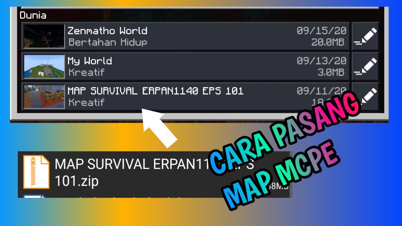 TUTORIAL CARA PASANG MAP DI MINECRAFT PE | MINECRAFT WORLDS - YouTube