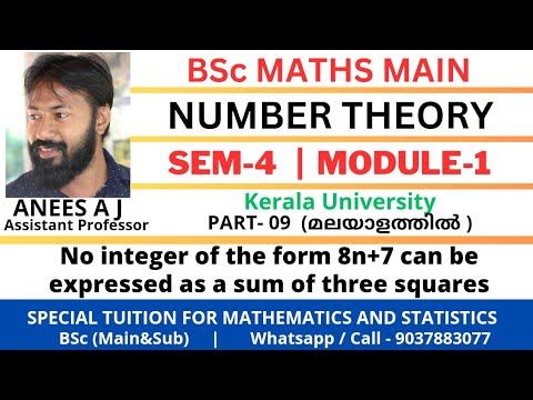No integer of the form 8n+7 can be expressed as a sum of three squares ...